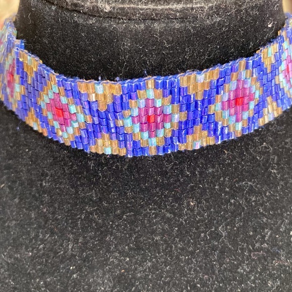 Vintage | Jewelry | Vintage Beaded Southwestern Choker Necklace Blue ...